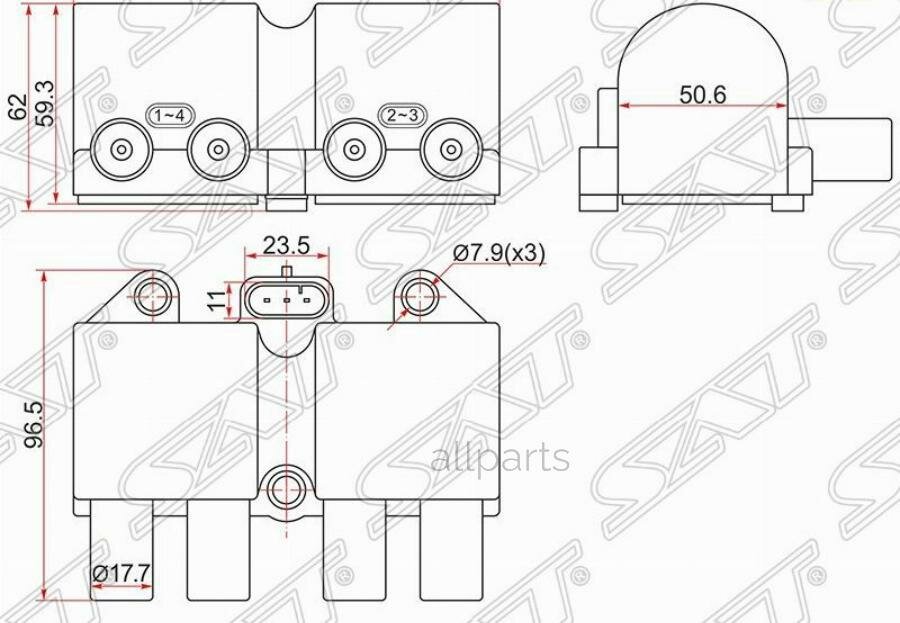 SAT ST-96253555 Катушка зажигания Chevrolet Aveo 02-15 / Captiva 06-11 F14D3; F15S3; L14; L95; T18SED
