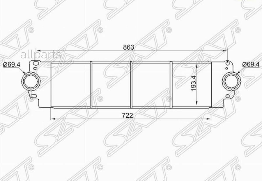 SAT ST-7H0145804A Интеркулер VW TRANSPORTER T5/MULTIVAN 03-