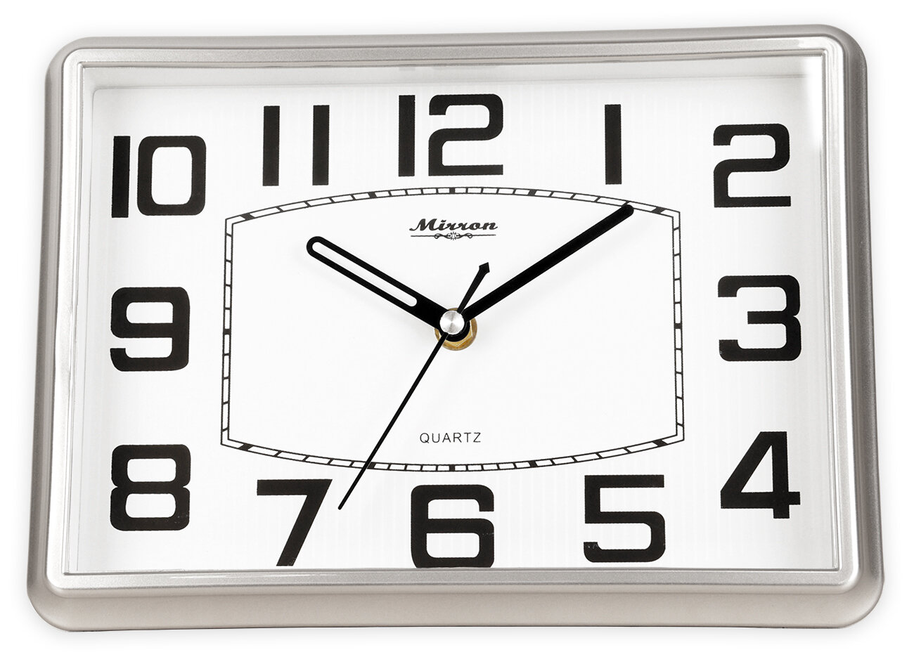 Настольные серебристые прямоугольные часы MIRRON P2990A СБ/Домашний интерьер/Лофт/Большие цифры/в спальню/в гостиную/в офис/минимализм