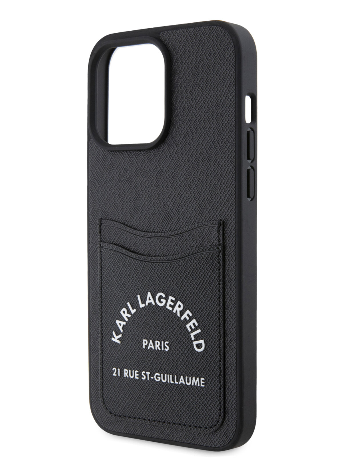 Lagerfeld для iPhone 13 Pro Max чехол Cardslot PU Saffiano RSG 3D rubber logo Hard Black