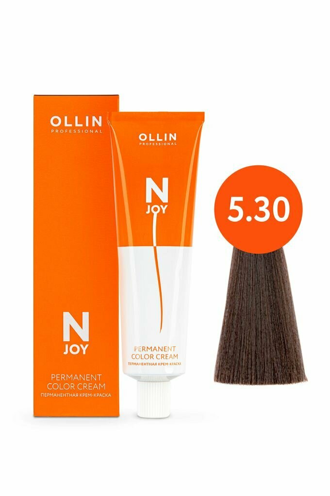 Ollin N-JOY крем-краска для волос 5/30 светлый шатен золотистый 100мл