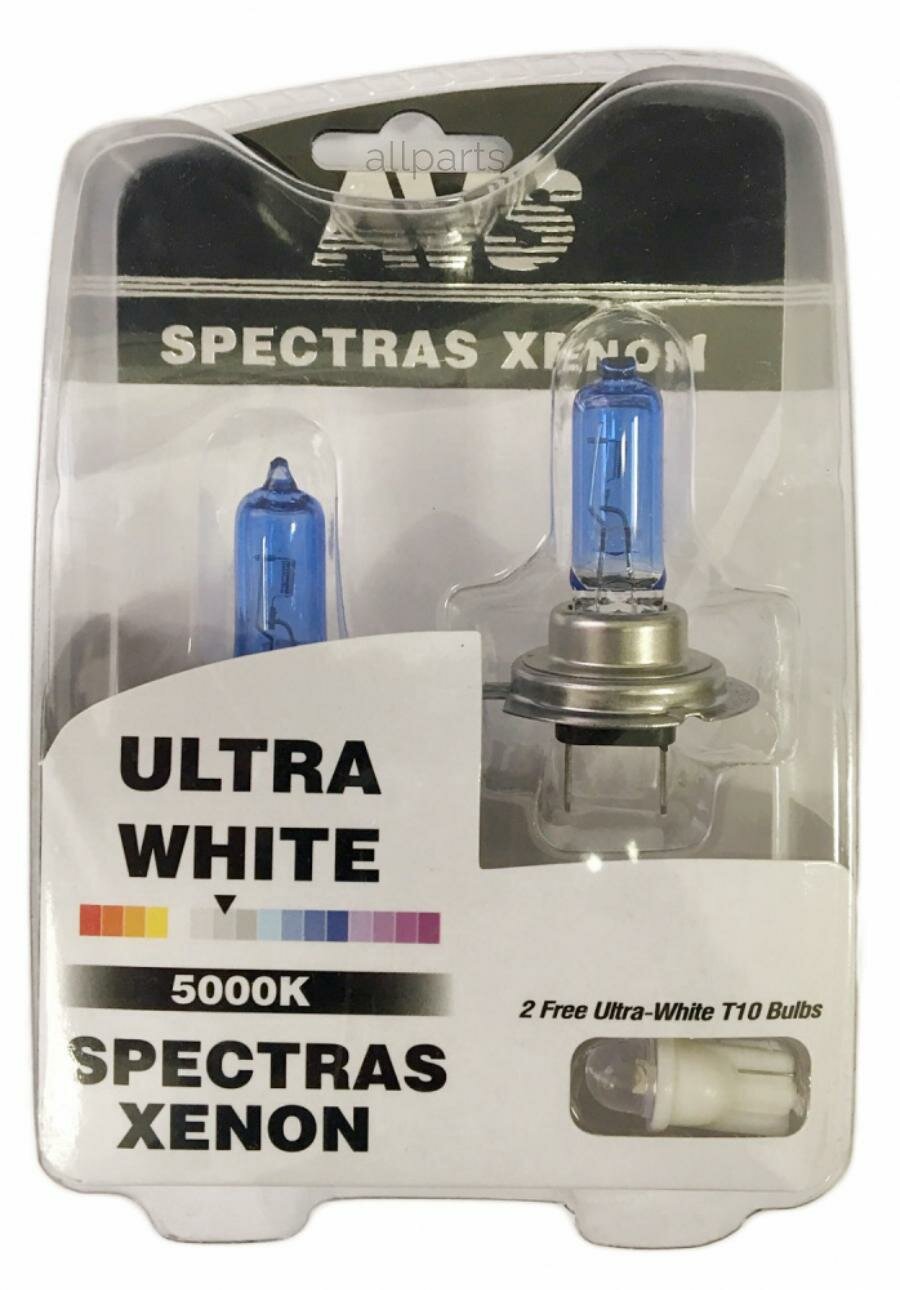 AVS A07250S к-т ламп! 2+2шт газонаполненных SPECTRAS Xenon 5000K H7 12V 75W + W5W\