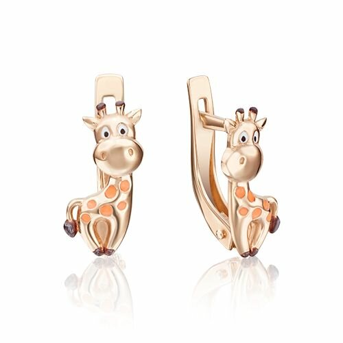 Серьги, красное золото, 585 проба, эмаль