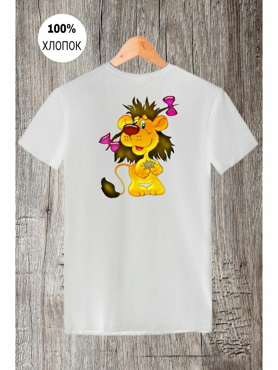 Футболка львенок с бантиками животные мультяшка