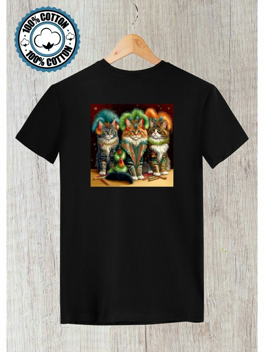 Футболка cat три кошки в головных уборах