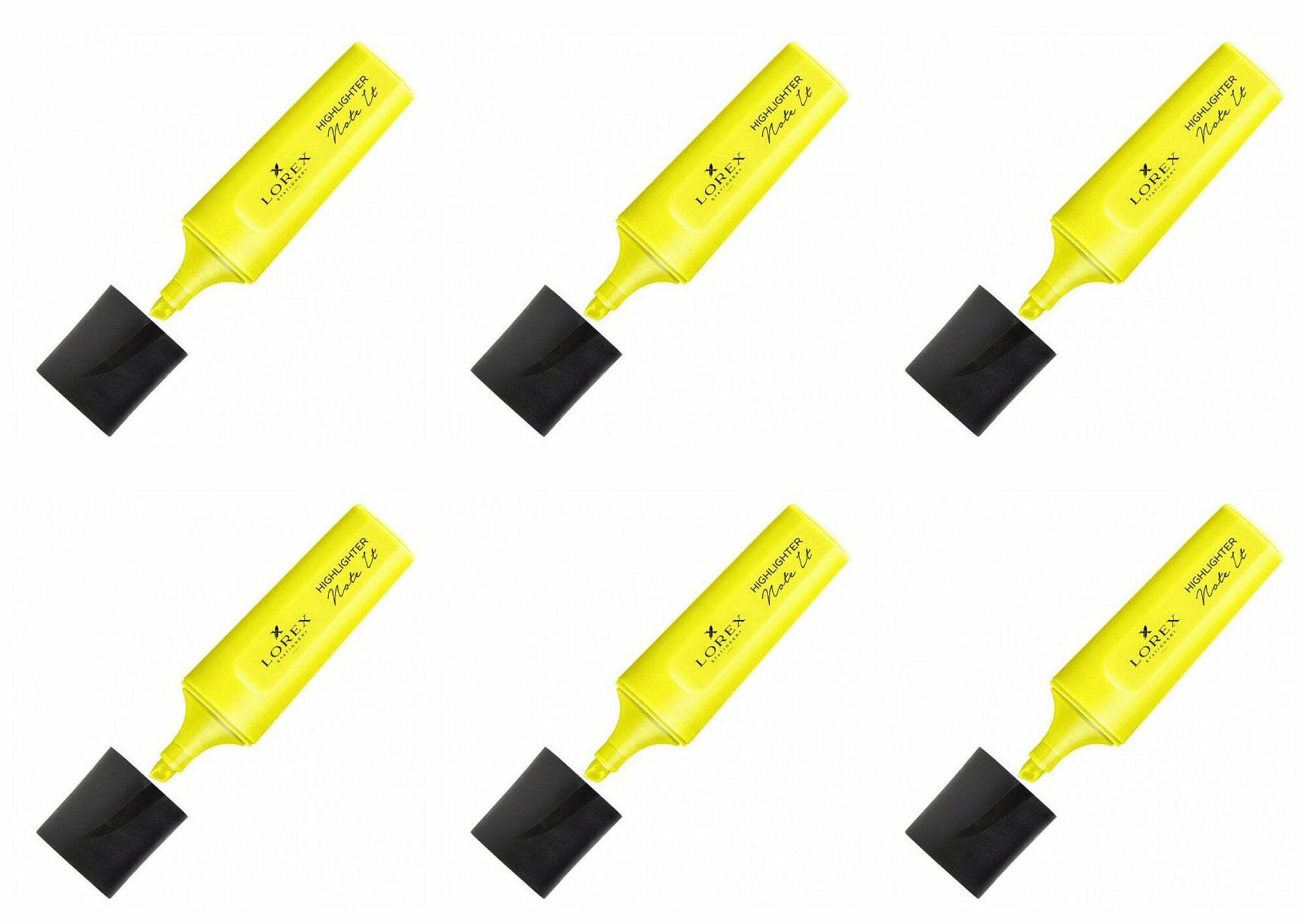 LOREX Маркер текстовыделитель, желтый, 6 уп