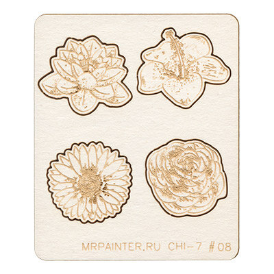 Mr.Painter CHI-7-QS47 Чипборд 7 х 8.5 см 08 Цветы декоративная заготовка для творчества