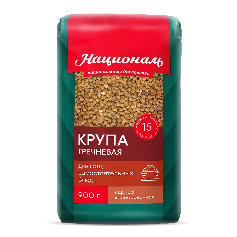 Крупа гречневая националь ядрица, быстроразваривающаяся 1-й сорт, 900г x 3 упаковки