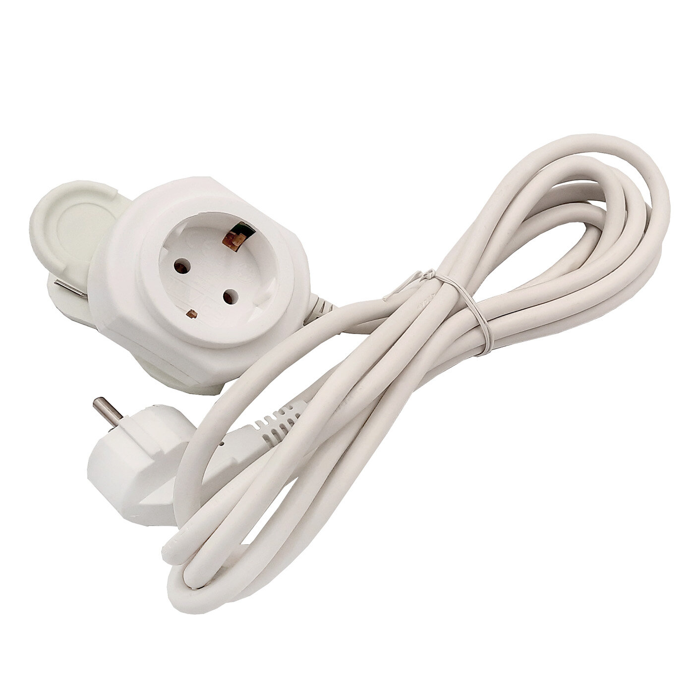 Удлинитель с прищепкой, длина шнура 3м, цвет белый