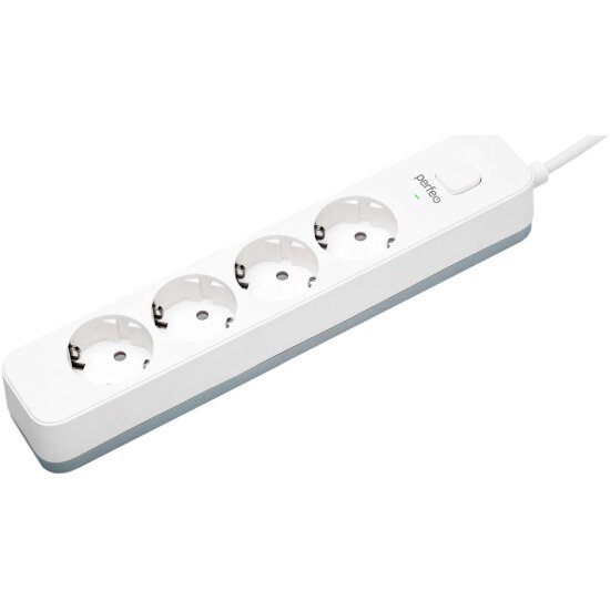 Сетевой фильтр Perfeo "POWER STREAM", 2500W, 5.0м, 4 розетки, белый (PF_C3961)