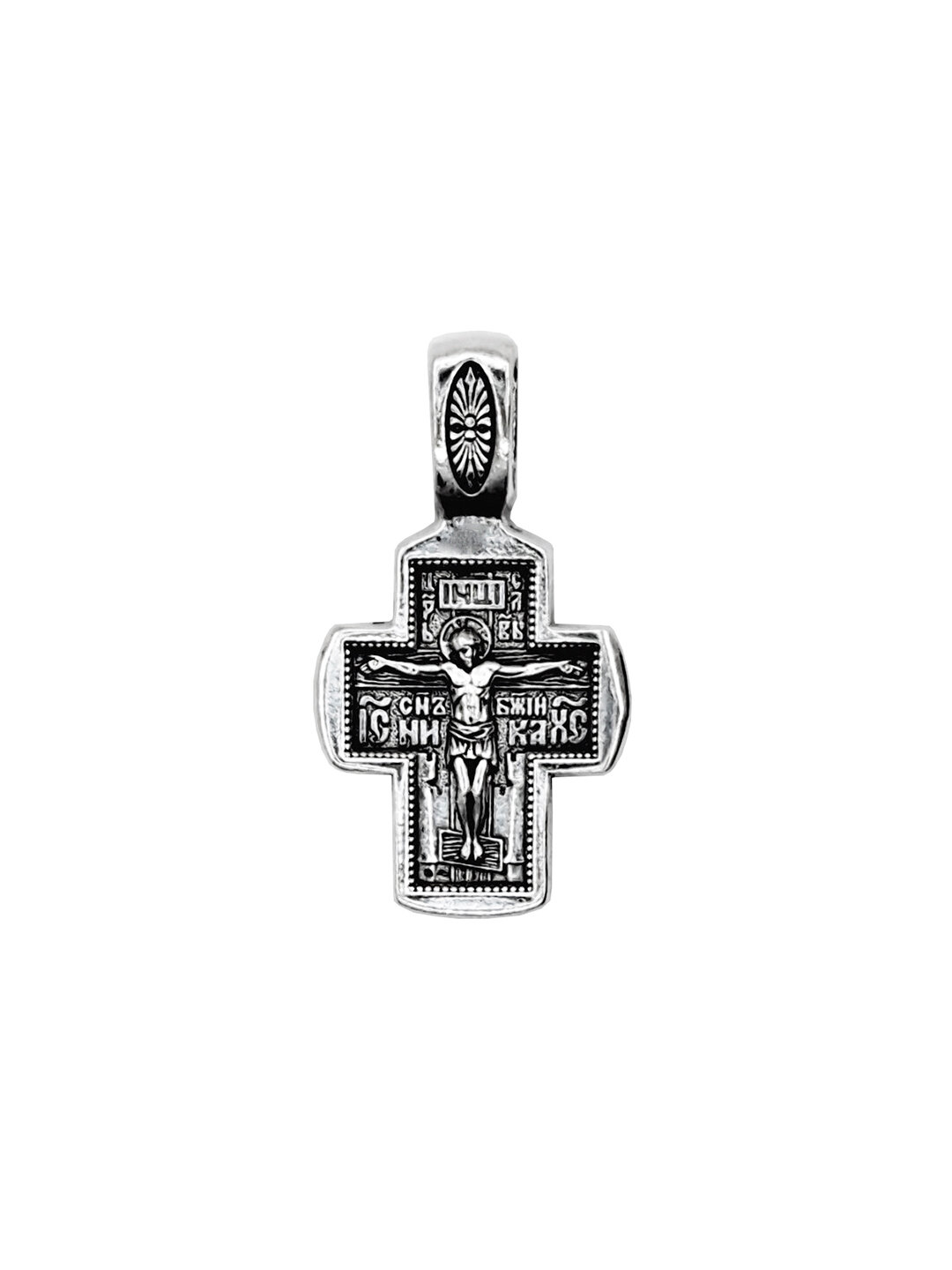 Крестик Малахит, серебро, 925 проба, оксидирование