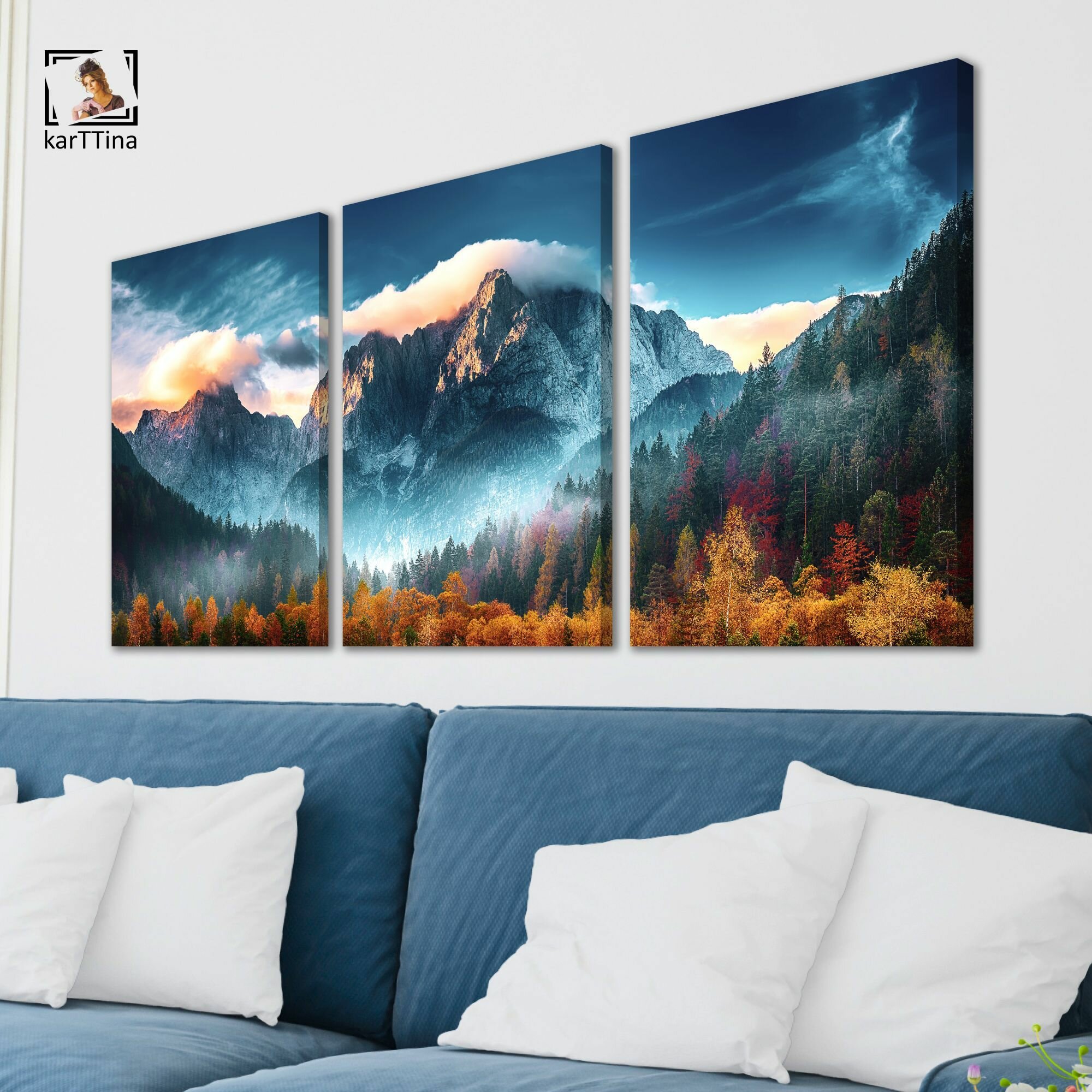 Картина на стену, интерьерная "осень высоко В горах", 150 см х 70 см