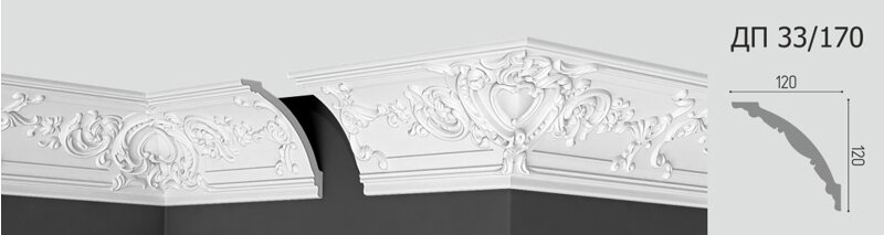 Плинтус потолочный Де-Багет ДП 33/170, 1шт (длина 2м)