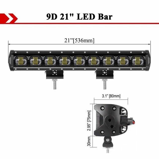 Светодиодная балка (панель) 9D LED Bar 90W CREE, CW6000K, крепление в комплекте, DC9-30V spot