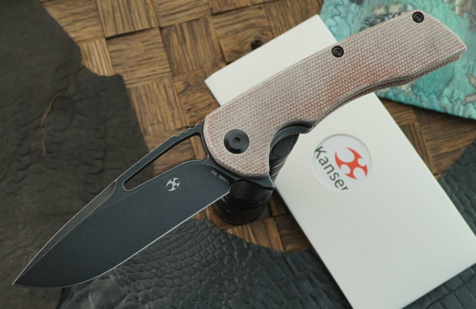 Складной нож Kansept Knives Kryo, сталь D2, рукоять коричневая микарта