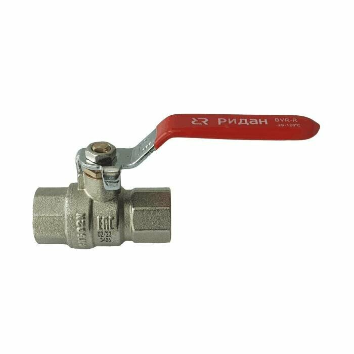 Кран шаровой латунь BVR-R Ду 50 Ру40 ВР полнопроходной рычаг красный Ридан 065B8312R