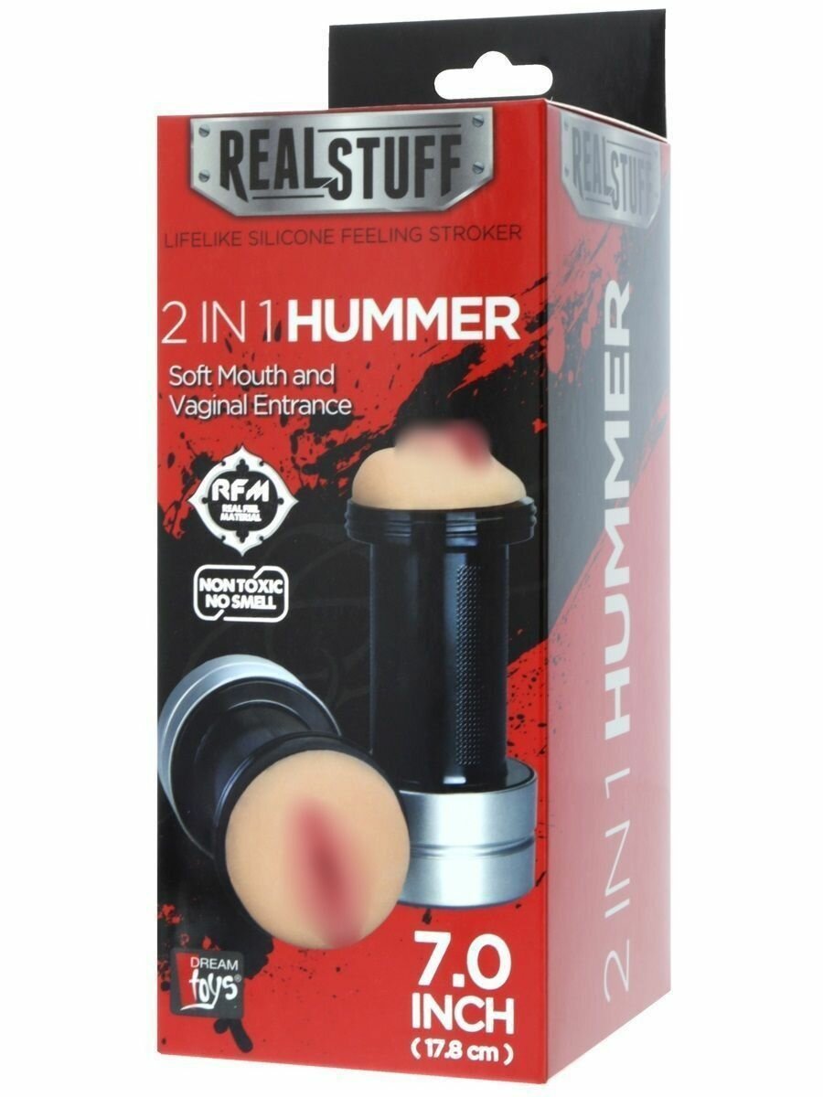 Мастурбатор двусторонний для мужчин: вагина-ротик "REALSTUFF 2 IN 1 HUMMER - MOUTH & VAGINA" 5.5см