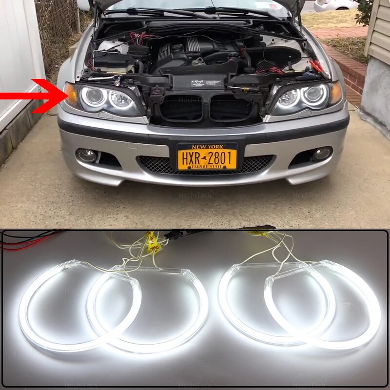 Для BMW 3 серии E46 316i 318i 320i 323i 325i 328i 330i 318d 1997-2006 белый CCFL Фара Angel Demon Eyes Kit Light 2x131mm and 2x146mm