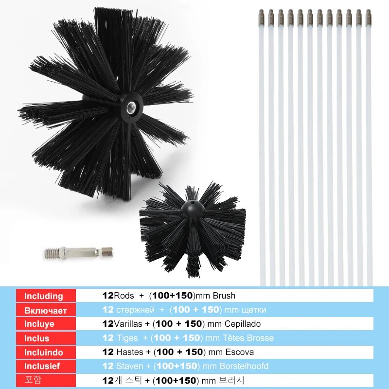 Комплект для чистки дымоходов JINGHEBRUSH 570mm Better Rods, 12Pcs Rods