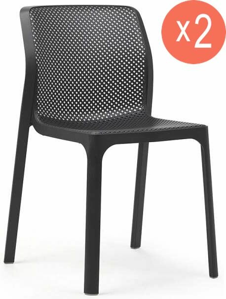 Комплект из 2-х обеденных пластиковых стульев Nardi Bit, цвет антрацит
