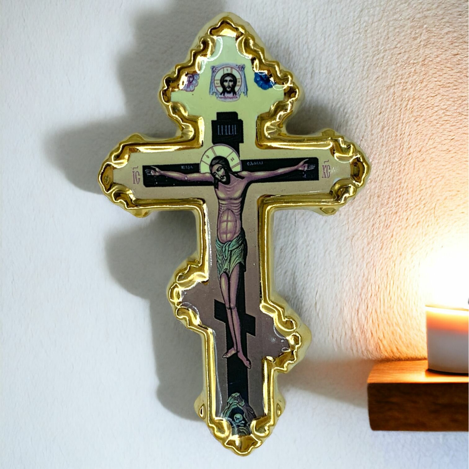 Фарфоровый крест "Распятие" большой 25х17 см ручная работа