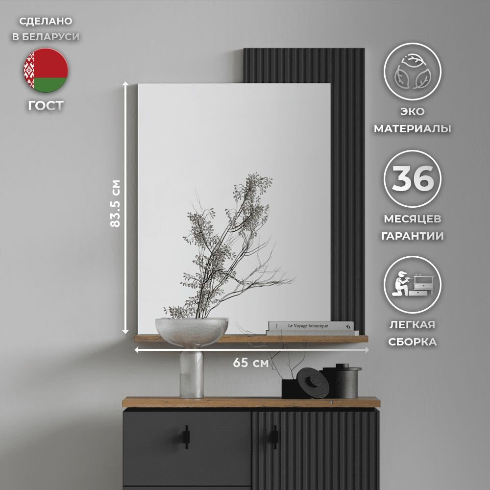 Зеркало настенное 83,5х65см SAN GIMIGNANO LUS/65 (Антрацитовый/Дуб нокс), 1уп.