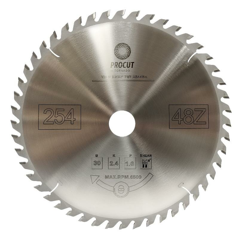Пильный диск по дереву, фанере продольный/поперечный рез 254x30x2.4/1.6 Z=48 ATB PROCUT 797.2543048A