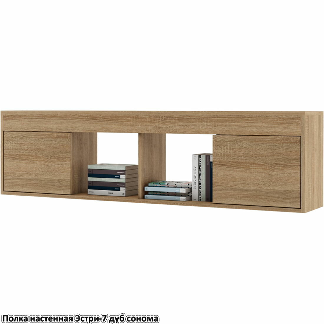 Полка настенная Эстри-7 Дуб-сонома, ЛДСП, МФ Владимир VMF, 150х40х25 см.