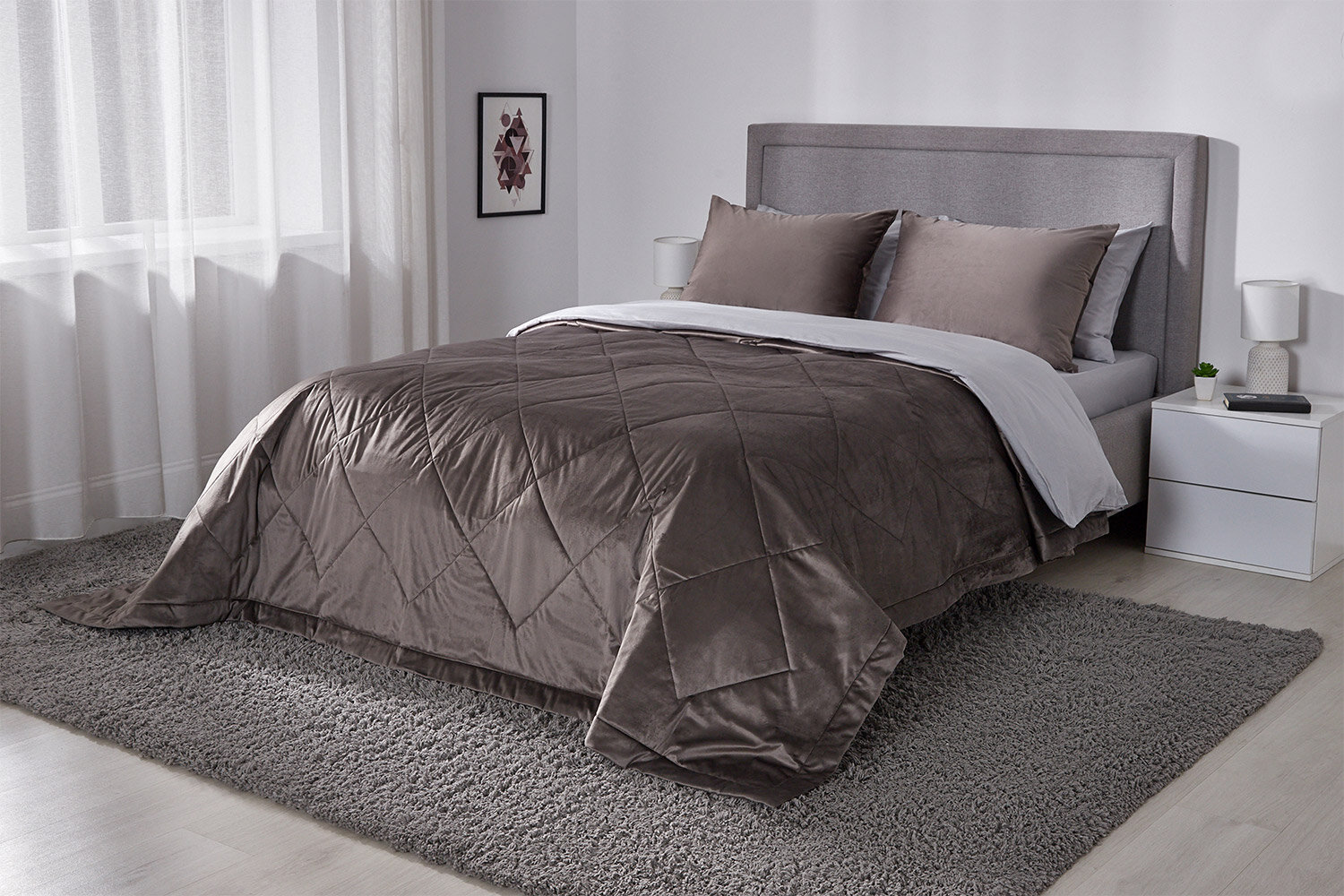 Комплект постельного белья DELUNA Vioretto, бархат, 220 х 240 см, цвет шоколадный