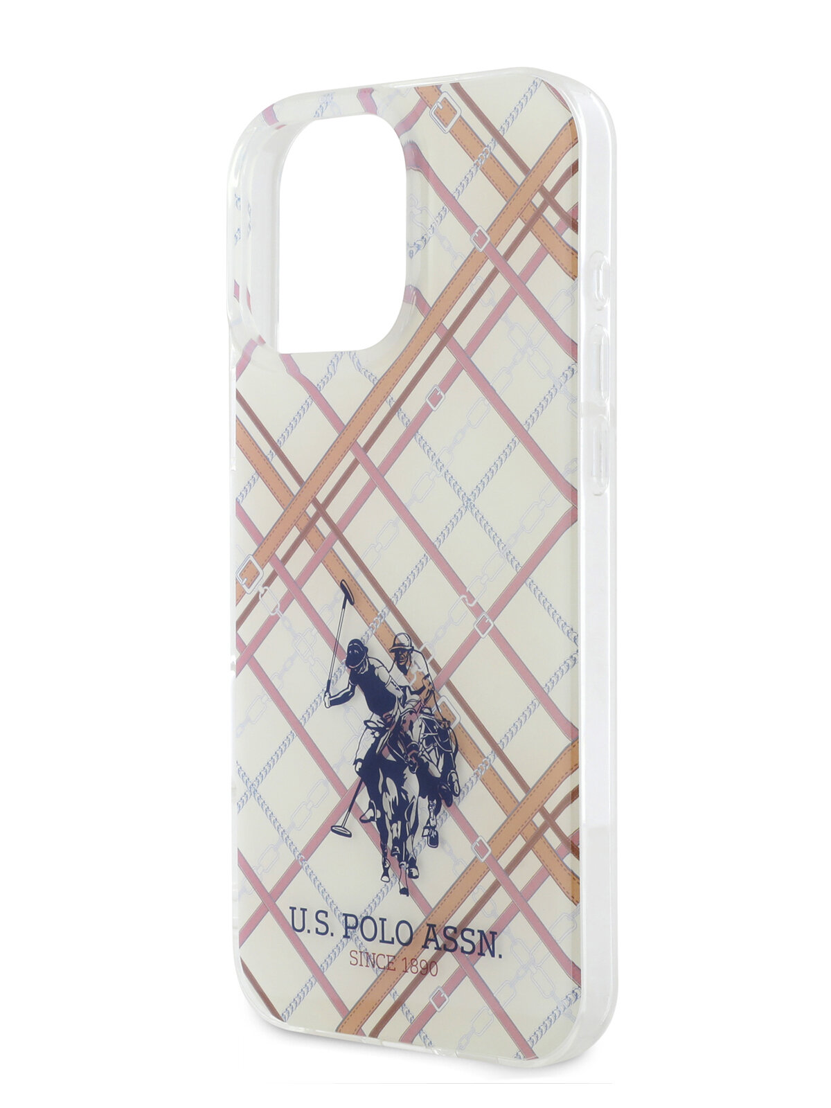 U.S. Polo для iPhone 16 Pro чехол PC/TPU Double Horse logo Quilted Hard Transparent