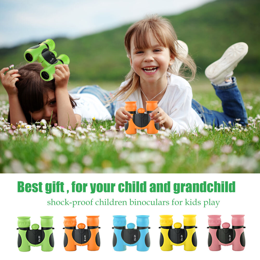 Подарочный набор 8x21 для детей, портативный бинокль с высоким разрешением для мальчиков и девочек, наблюдение за птицами, походы, охота, игры на свежем воздухе