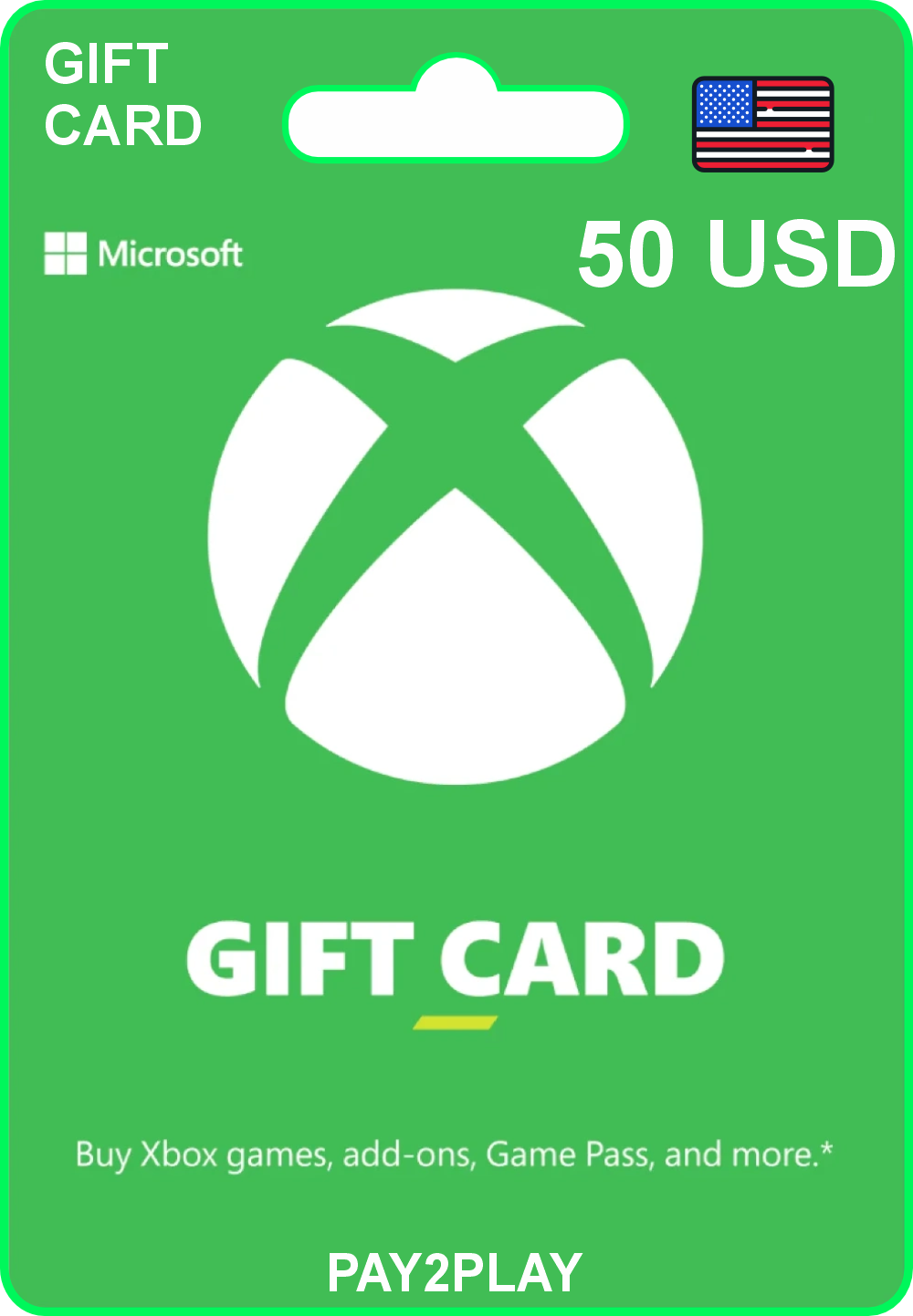 Подарочная карта XBOX 50 USD / США / Цифровой код, пополнение счета / XBOX Digital Gift Card USA