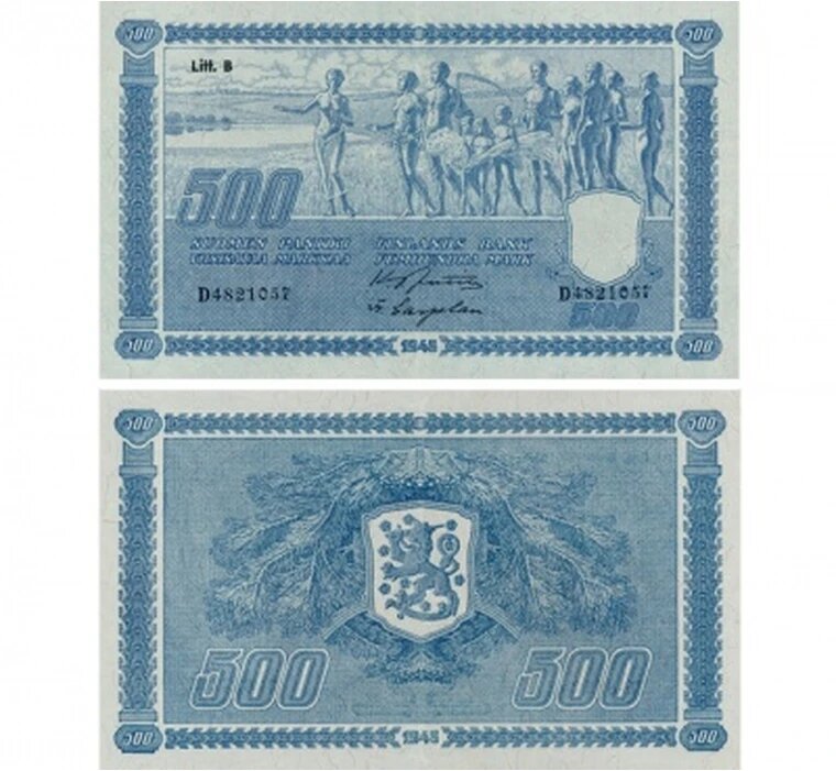 500 марок 1945 Финляндия, сувенирная копия, банкноты и купюры редкие коллекционные