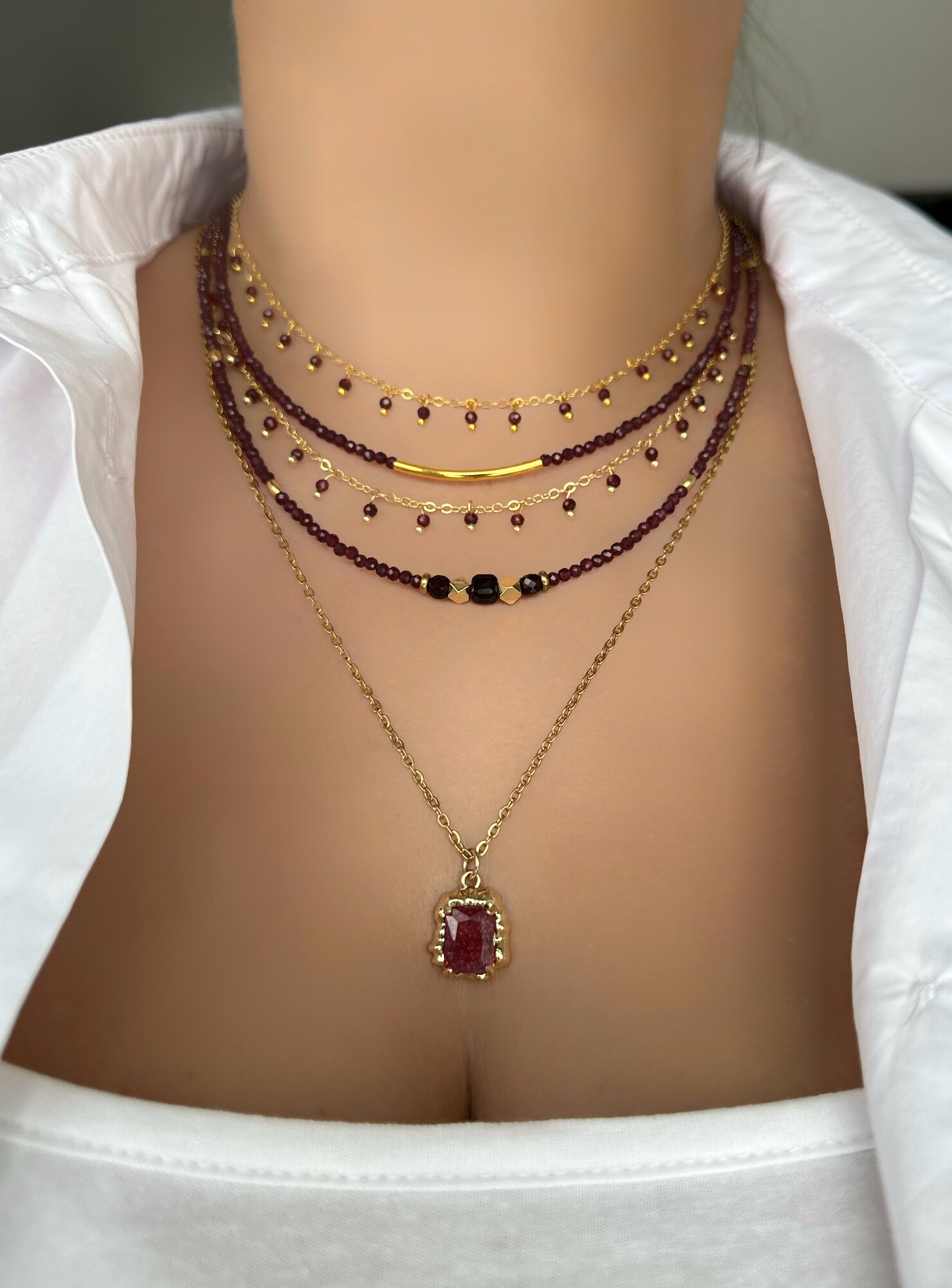 Колье ТИХИЙ СВЕТ, кристаллы Swarovski, длина 55 см, золотистый — фото 1