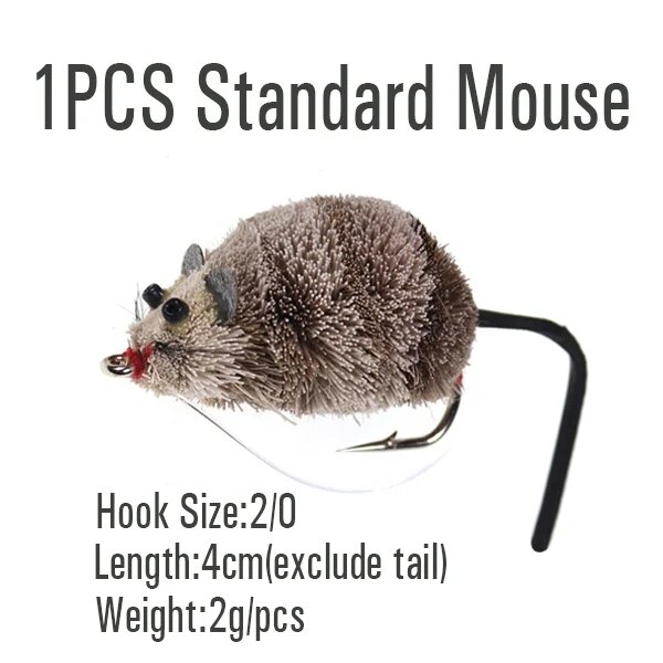 1PCS Standard Мышь для рыбалки, 4см, 2/0