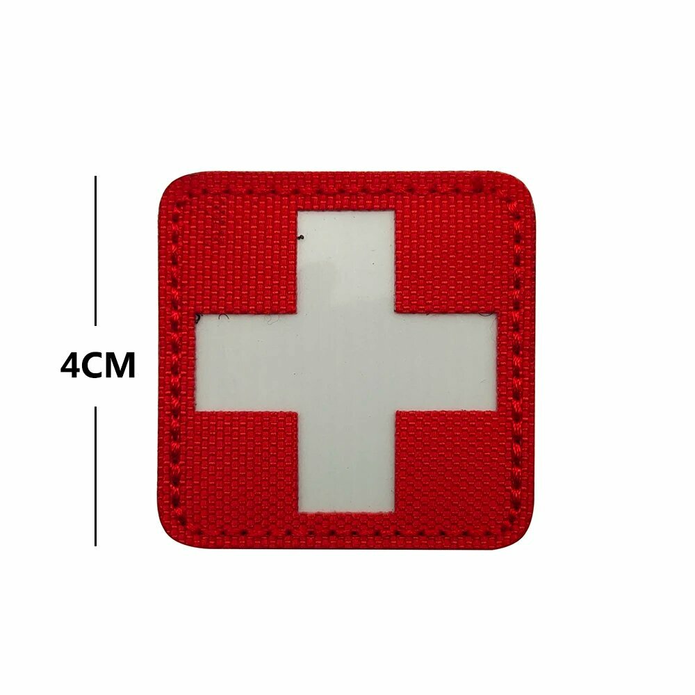 Тактическая нашивка 3D красный крест Красный, 4CM Glow in dark