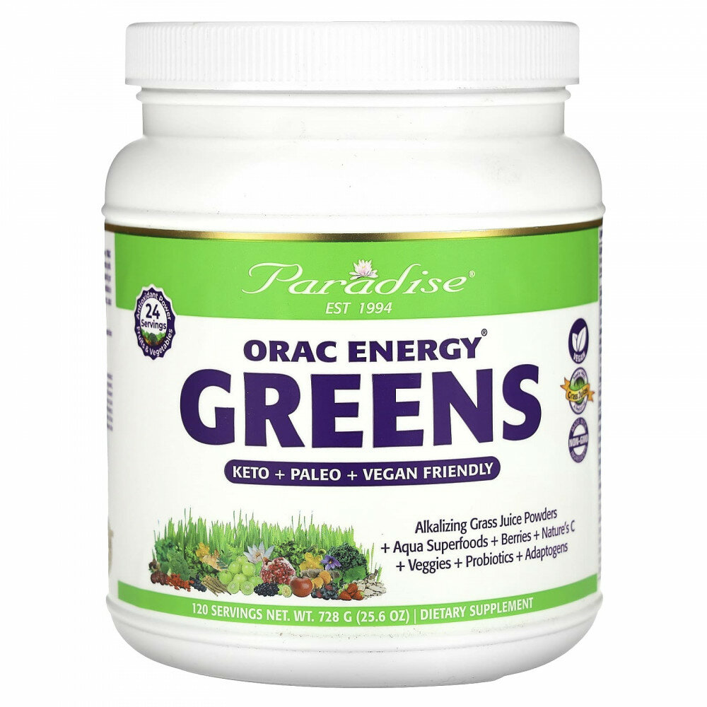 Paradise Herbs, ORAC Energy® Greens, зелень, оригинальная добавка с нейтральным вкусом, 728 г (25,6 унции)