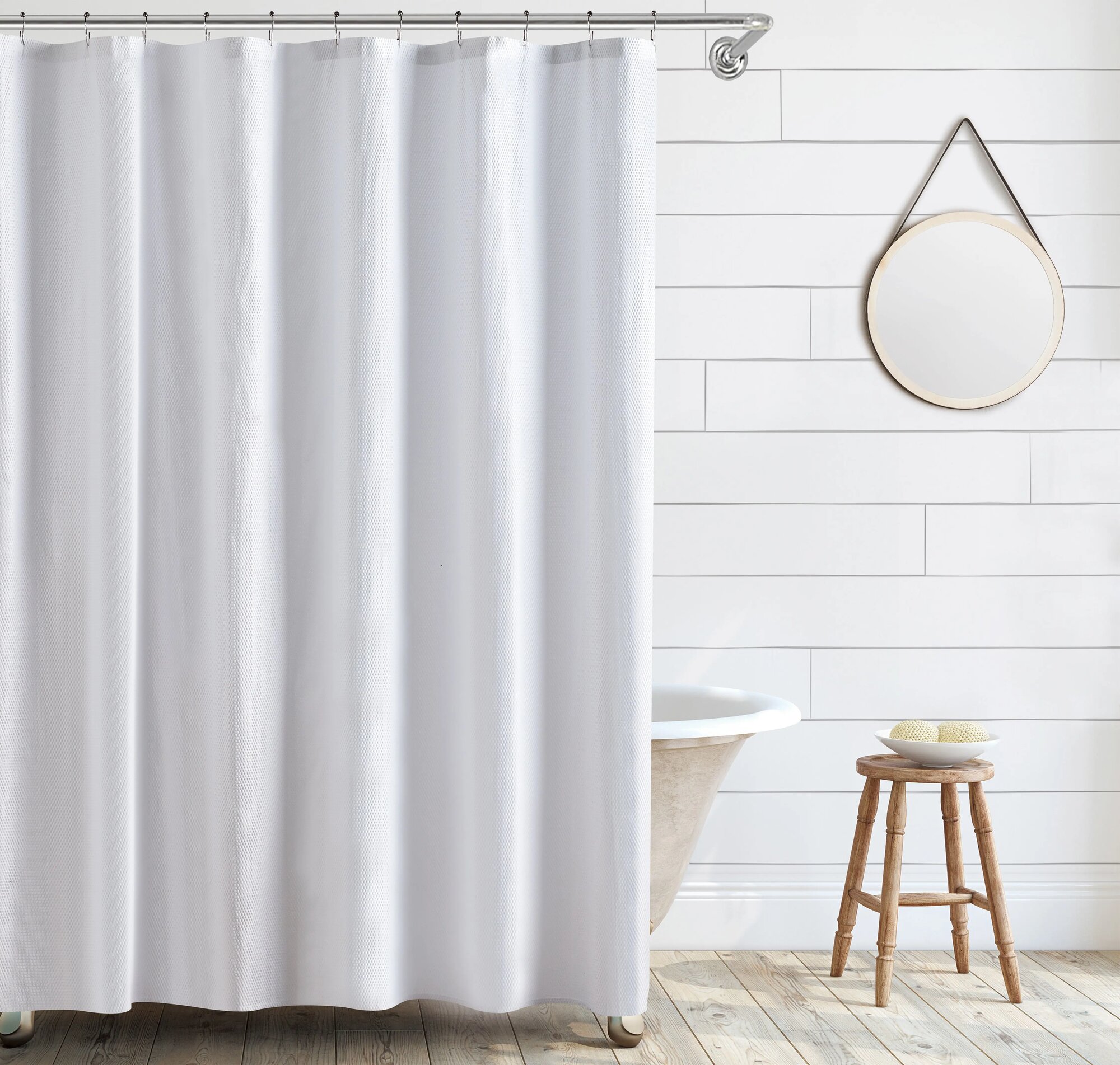 Штора для ванной Swensa Embo SWC-95-63-WHT 200x180 см полиэстер цвет белый