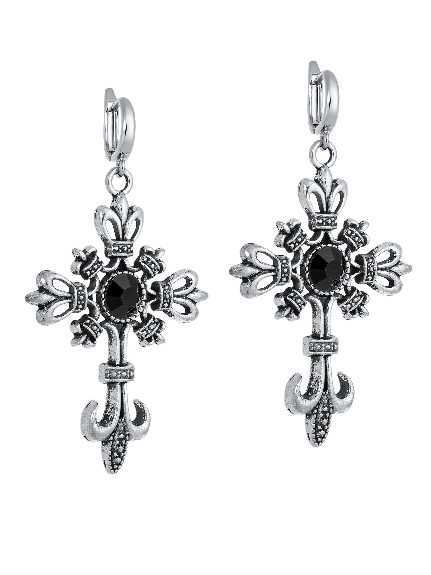 Серьги двусторонние, с подвесками, стекло