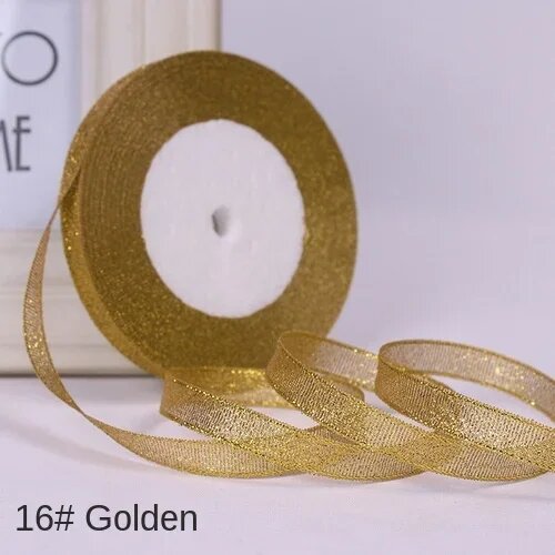 Лента органза золотистая 10 мм, 22 м, Цвет: gold yellow