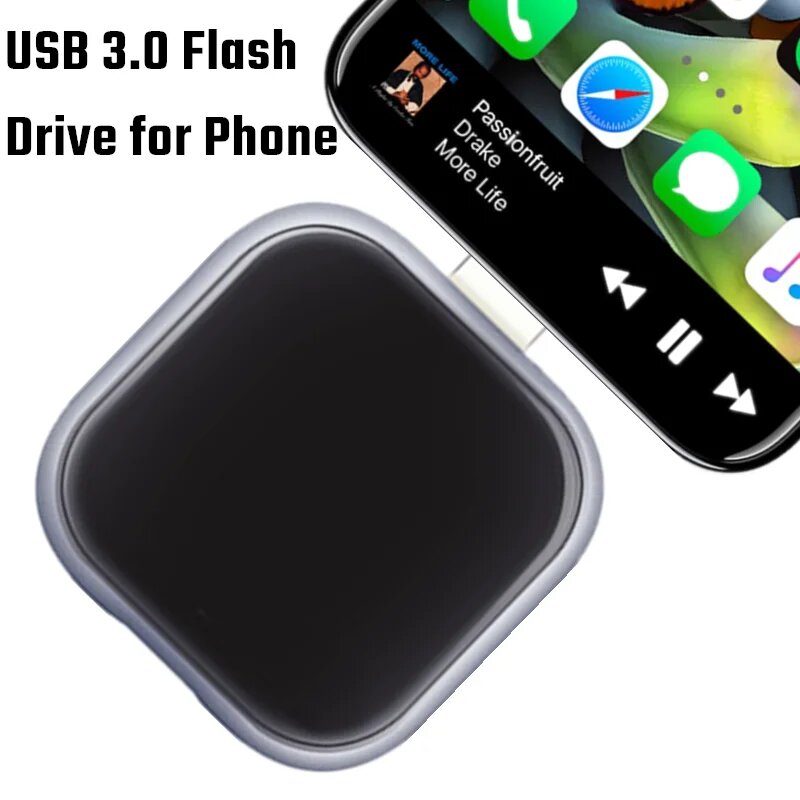 USB-флеш-накопитель для iPhone 14 13 12 с подсветкой на USB 3.2 Pendrive 64 ГБ 128 ГБ 256 ГБ USB-накопитель для iPhone 789 iPad, ноутбуков 32 ГБ, черный