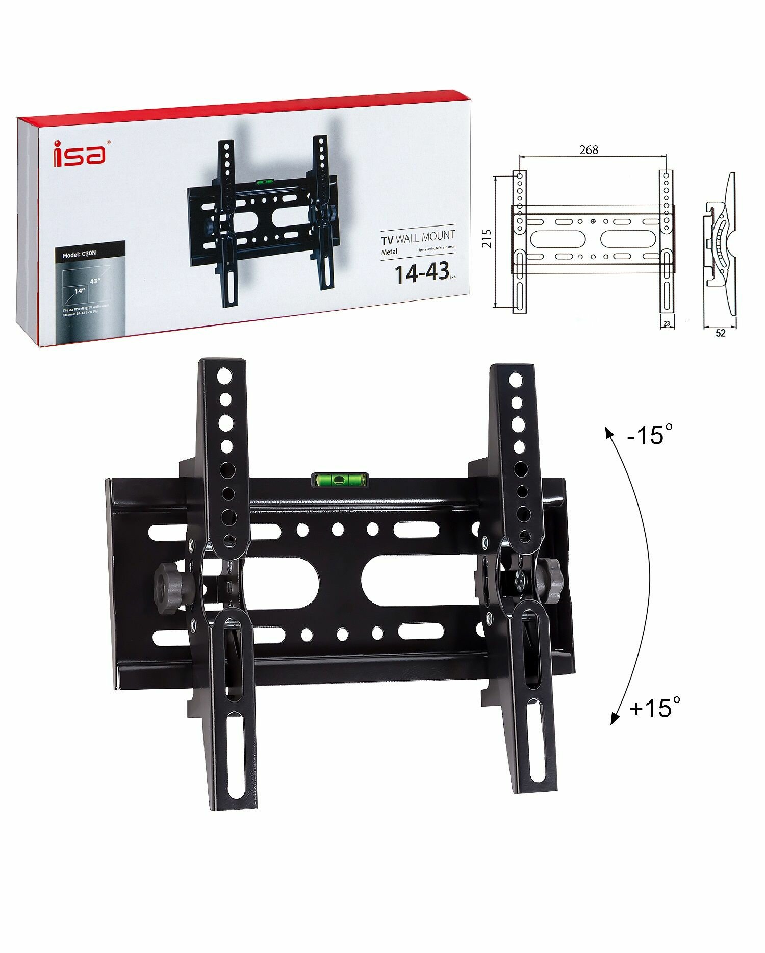 Настенный кронштейн для LCD/LED телевизоров 14-43, наклонный