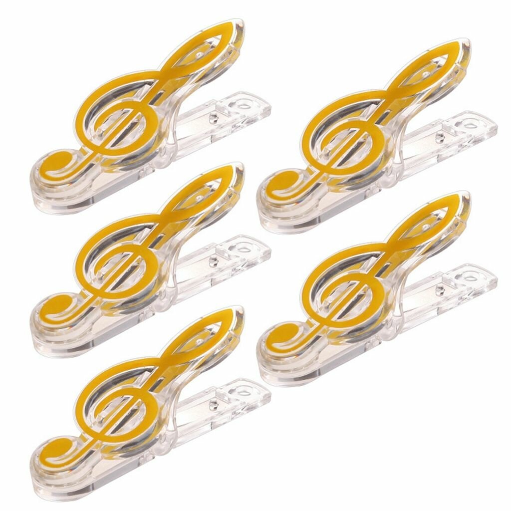 1 упаковка из 5 музыкальных клипсок для маленьких нот-скрипичный ключ А-желтый