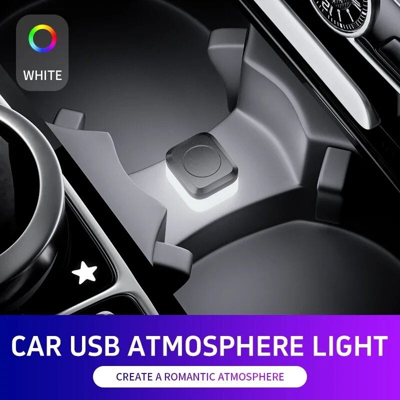 USB автомобильная подсветка атмосферы White