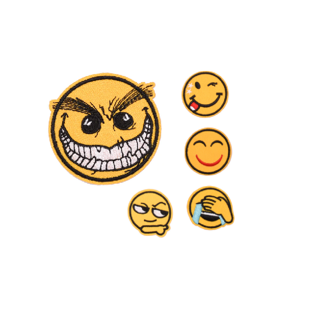 Нашивки на одежду набор смайлики термонашивки 5шт.