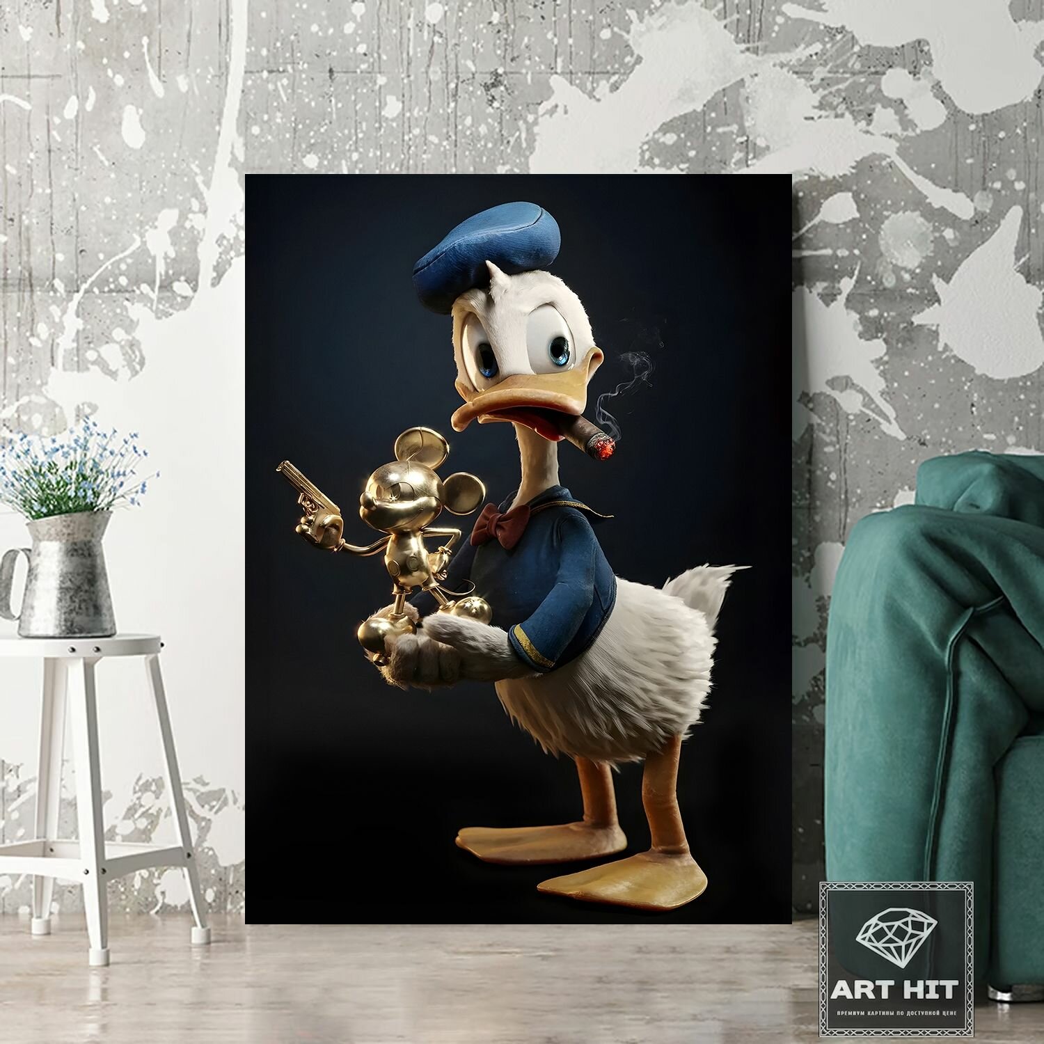 Картина Скрудж Макдак, Дональд Дак с деньгами, 50х70