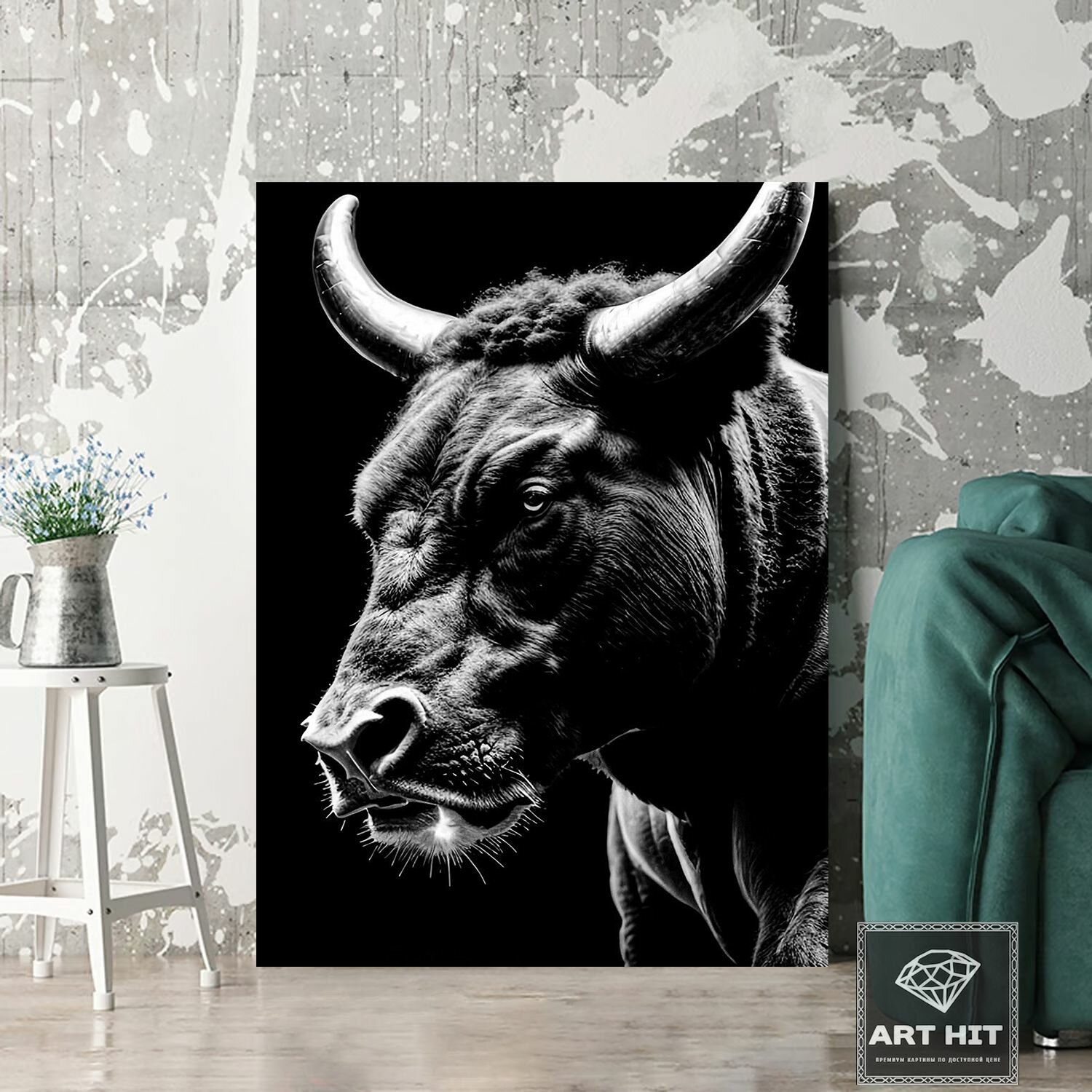 Картина с быком, 30х40 см.