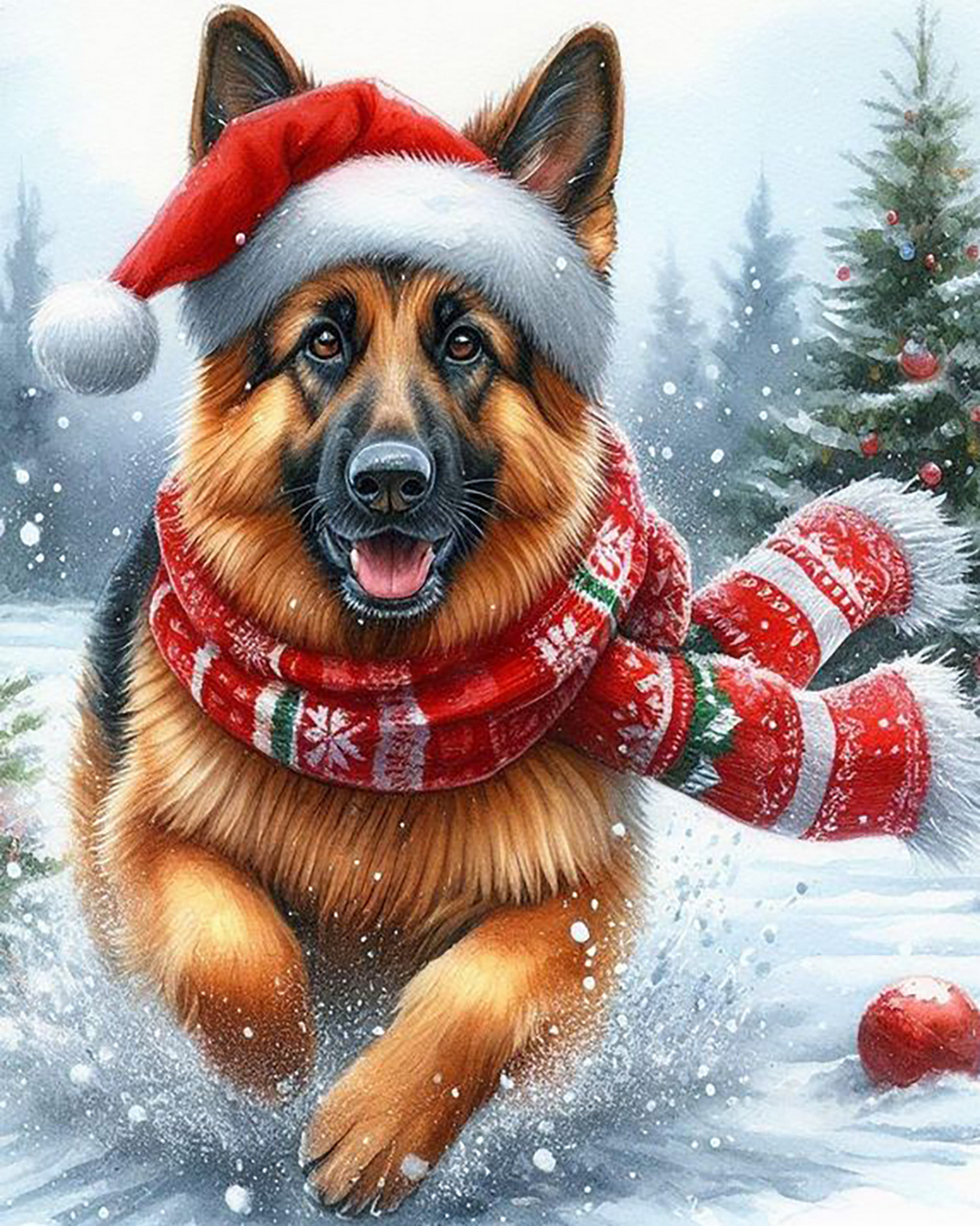 Картина по номерам "Новогодняя овчарка", хлопковый холст на подрамнике 40х50 см, акрил, 000 Art Hobby Home