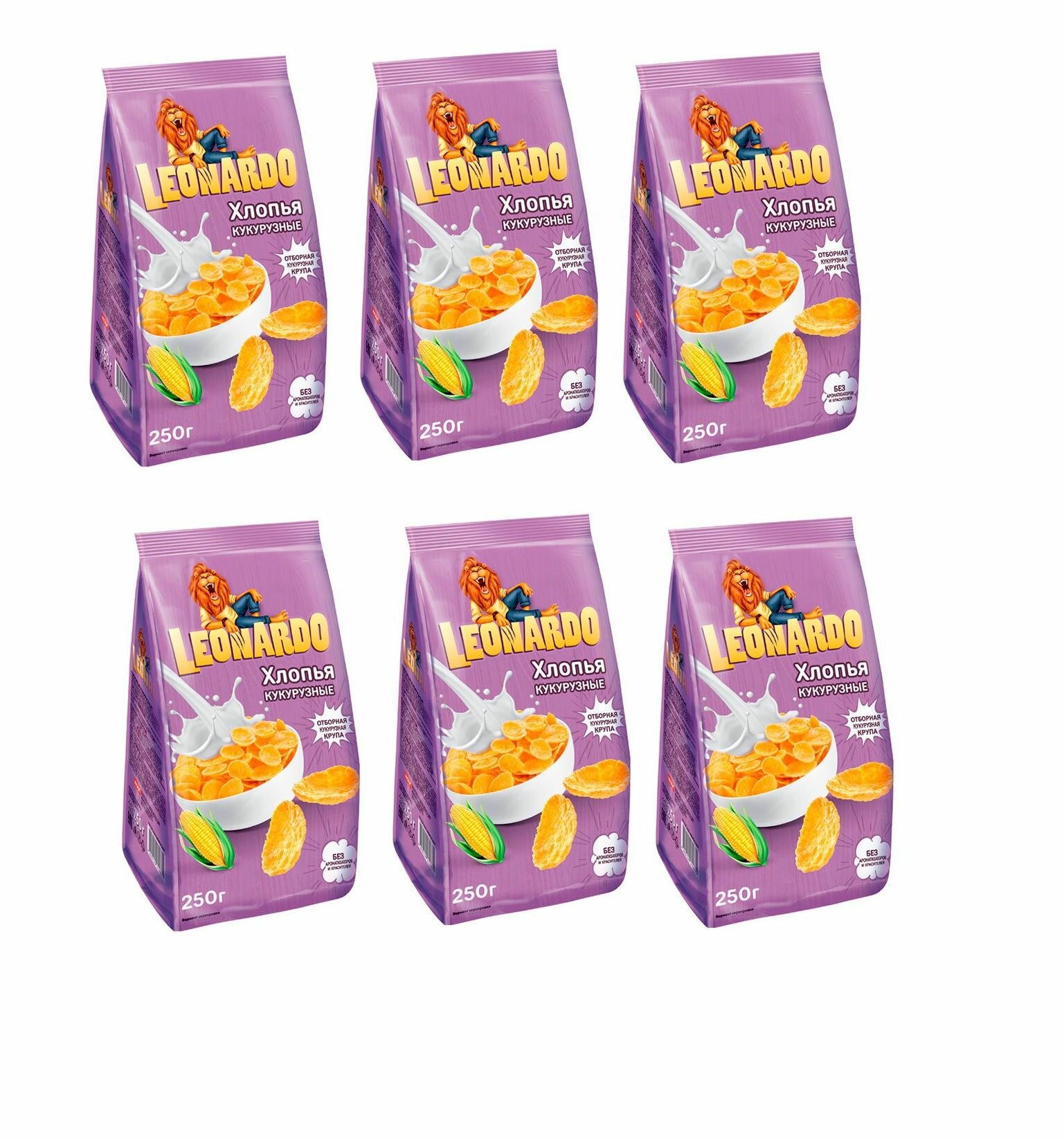 LEONARDO Хлопья кукурузные, 250 гр, 6 уп.
