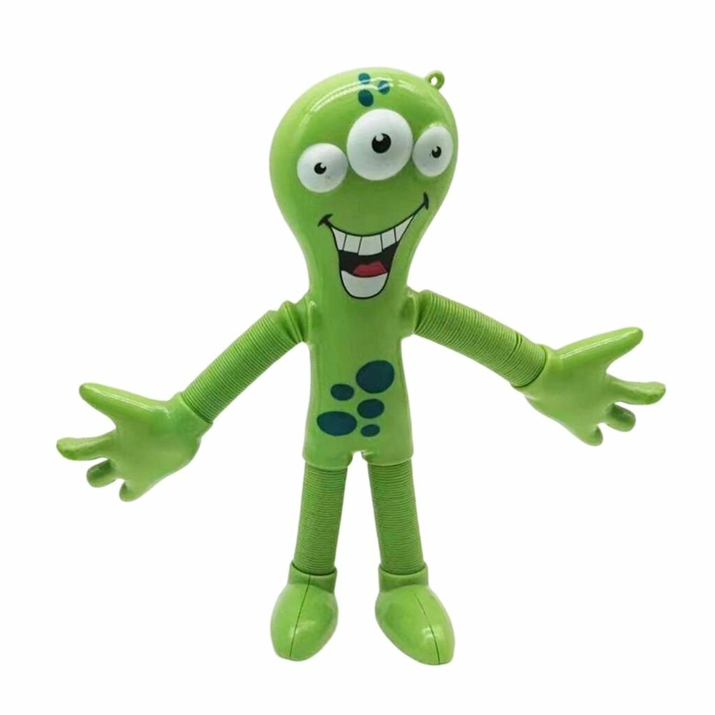 Декомпрессионная игрушка Monster stretch tube-Трехглазый монстр с открытым ртом зеленого цвета-без подсветки